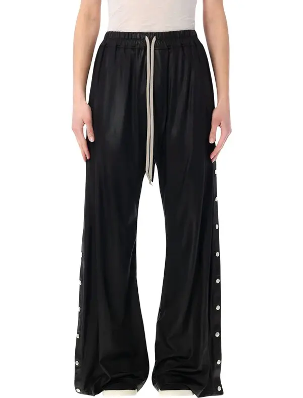 Rick Owens Wide Leg Button Detailed High Waisted Trousers - Black