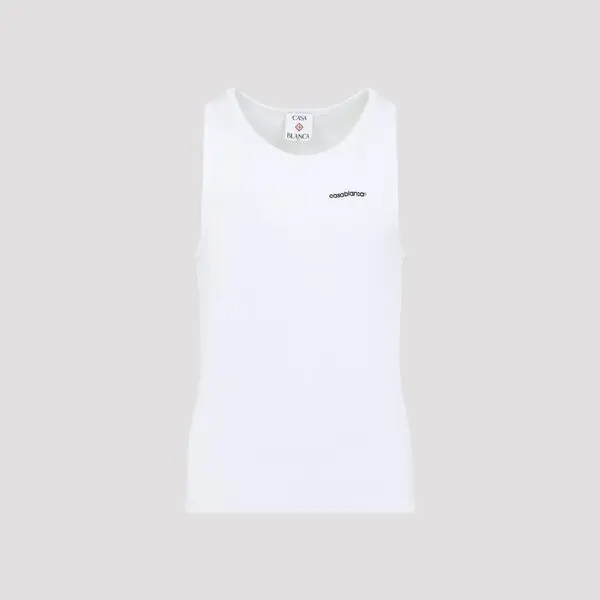 Casablanca Embroidered-logo Ribbed Tank Top - White