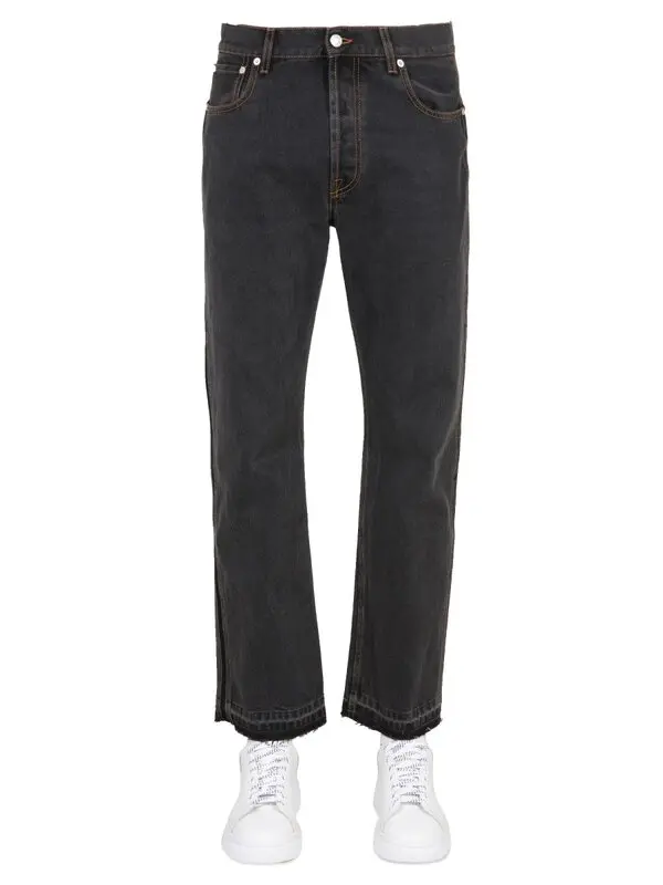 Alexander McQueen Raw Edge Hem Jeans - Black