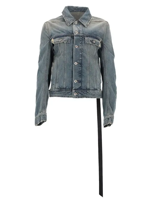 Rick Owens Denim Jacket With Adjustable Hem - Blue