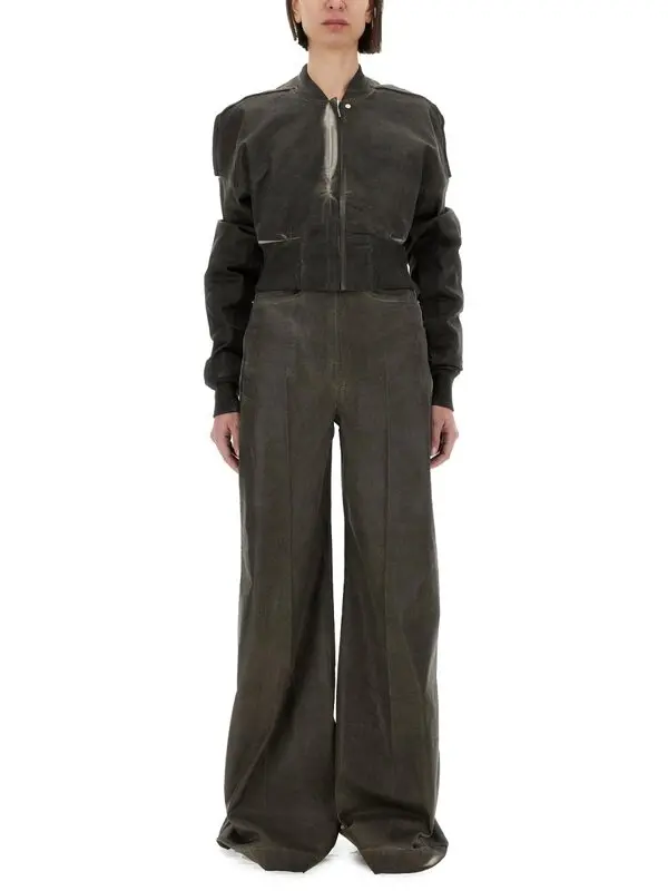 Rick Owens Cropped Denim Bomber Jacket "flight Jkt
