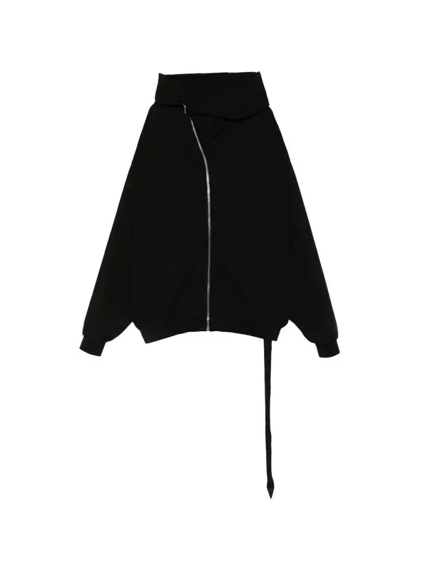 Rick Owens Asymmetric High-neck Zip-up Hoodie - Black
