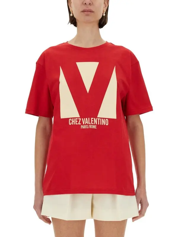 Valentino Garavani Chez" Print T-shirt - Red