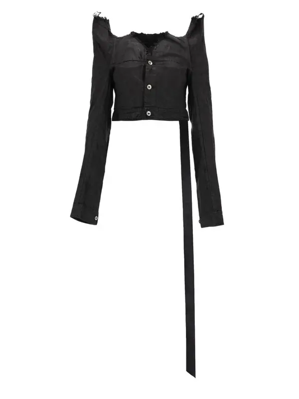 Rick Owens Cropped Jacket With Tie Detail - Black