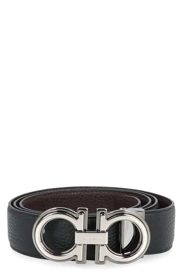 FERRAGAMO Reversible And Adjustable Gancini Belt - Black