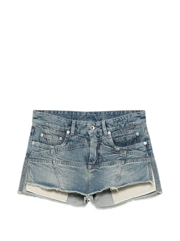 Rick Owens Patchwork" Denim Mini Shorts - Blue