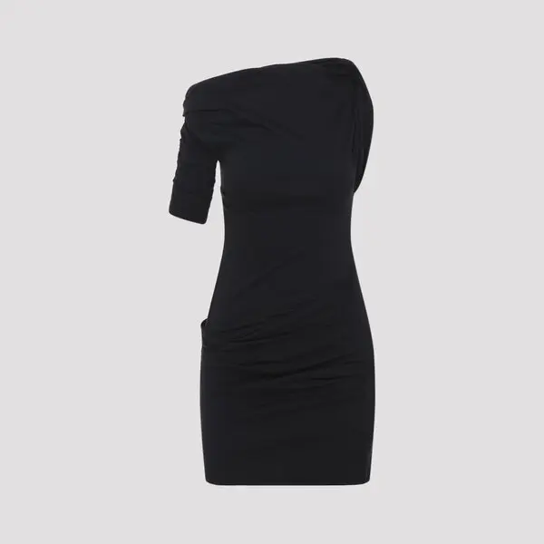 Jacquemus Ruched One-shoulder Mini Dress - Black