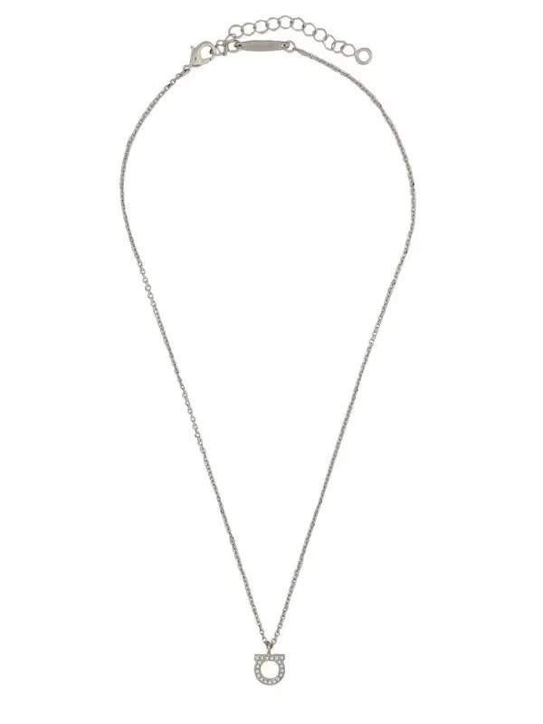 FERRAGAMO Gancini Crystals Necklace - Silver