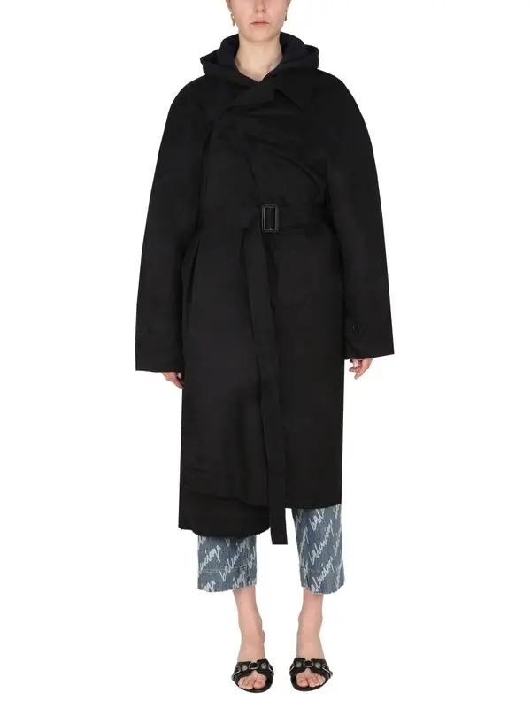Balenciaga Oversized Distressed Cotton-ripstop Car Coat - Black