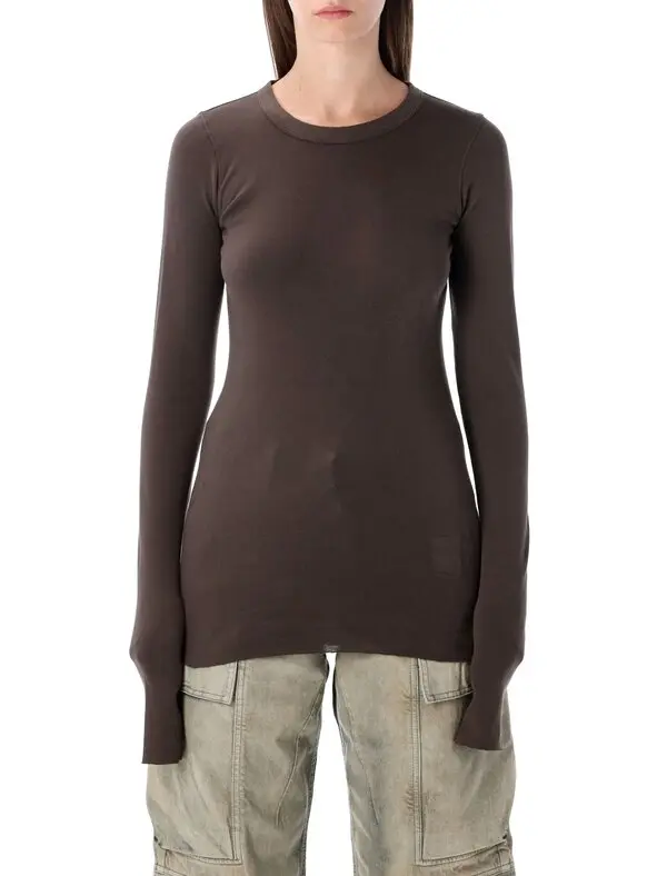 Rick Owens Fitted Long Sleeve Crewneck Top - Dark Dust