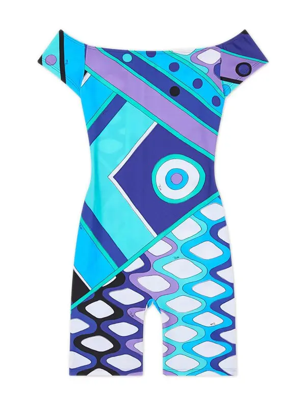 Emilio Pucci Off-the-shoulder Printed Fitted Top - Blu