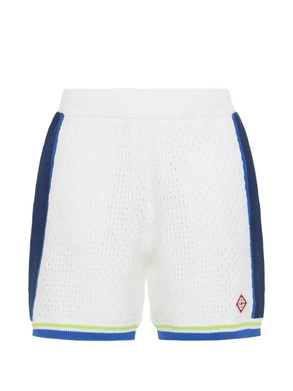 Casablanca White Knit Mini Shorts - Whiteblue