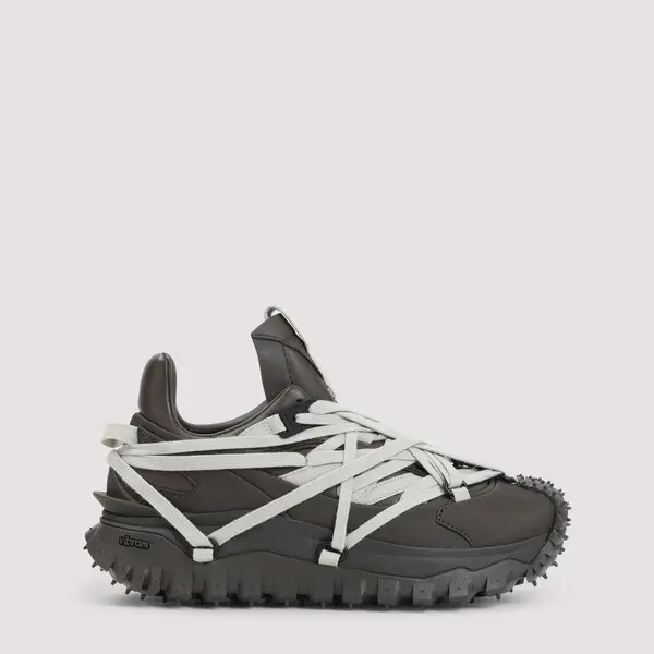 Moncler Trailgrip Megalace Leather And Rubber Sneakers - Grey