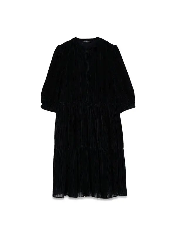 Emporio Armani Tiered Midi Dress With Mandarin Collar