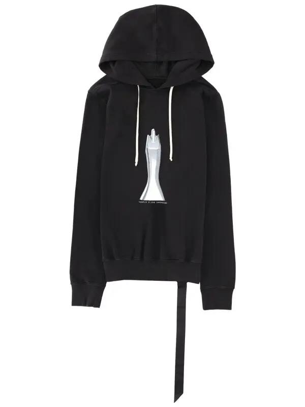 Rick Owens Oversized Cotton Hooded Sweatshirt - Black