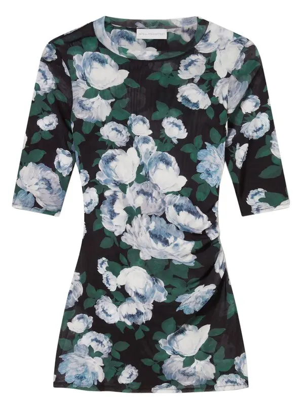 Stella McCartney Three-quarter Sleeve Floral Mesh Top - Blu