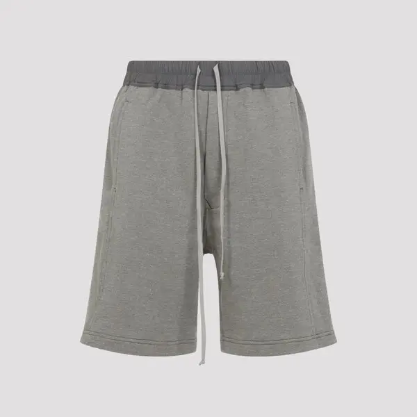 Rick Owens Ss26 Temple Wide Pusher Shorts In Liquid Jersey - Grey