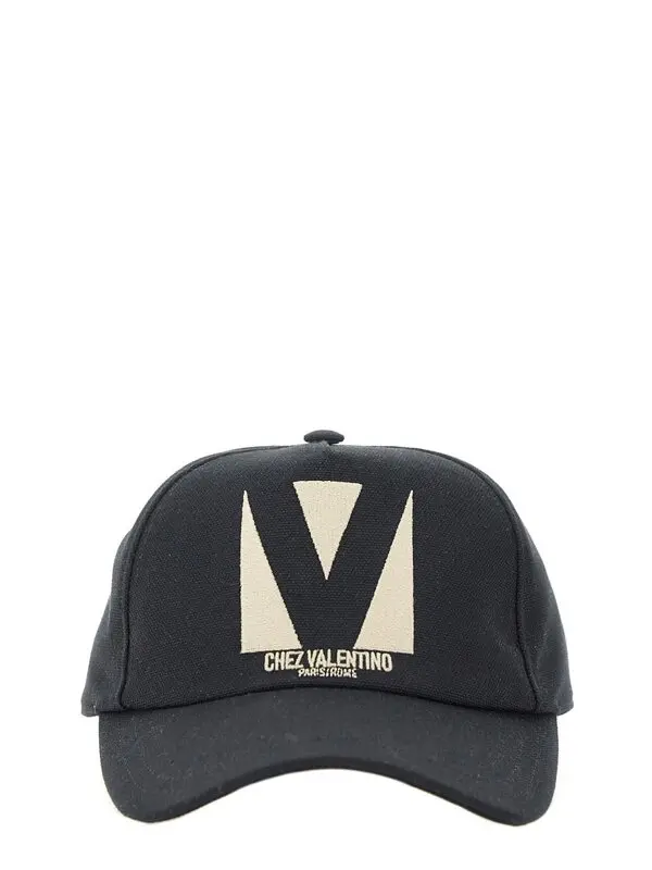 Valentino Garavani V" Logo Baseball Cap - Black
