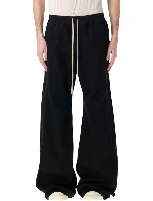 Rick Owens Wide Leg Cotton Trousers - Black
