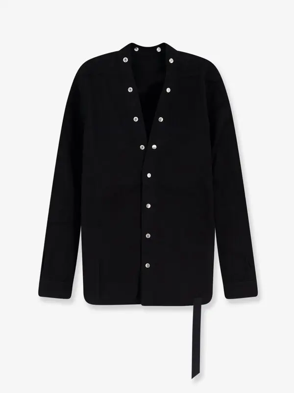 Rick Owens Cotton Canvas V-neck Shirt Size - Nero