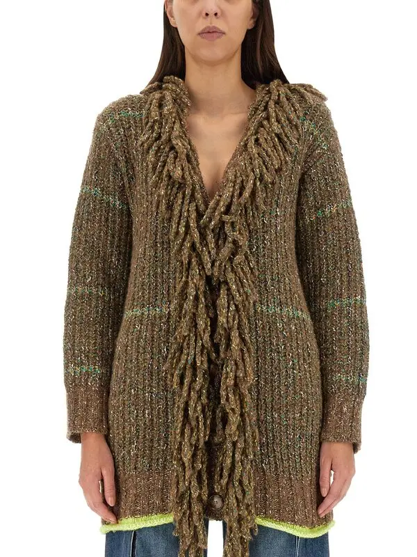 Stella McCartney Wool Blend Cardigan With Fringe Detail - Multicolour