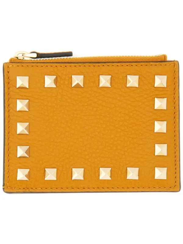Valentino Garavani Leather "rockstud" Wallet - Orange
