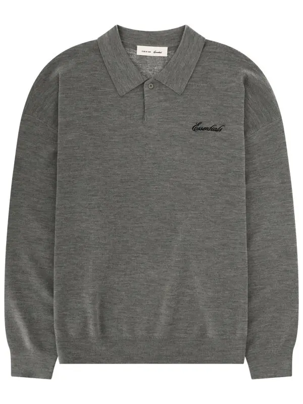 Fear Of God Wool Knit Long Sleeve Polo Sweater - Grey
