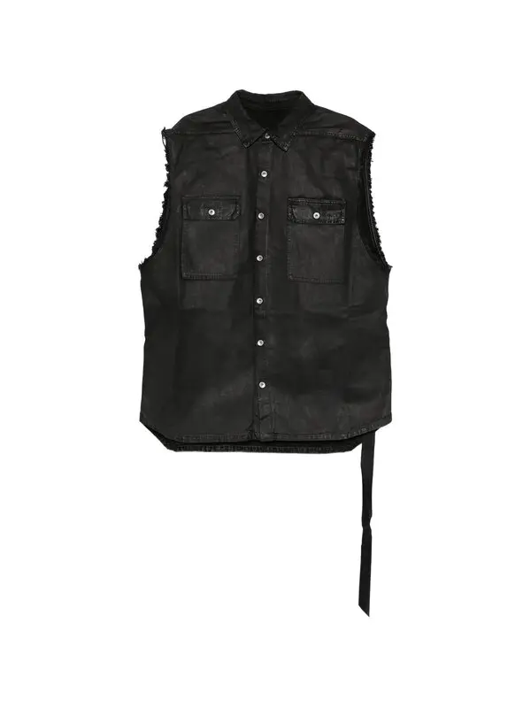 Rick Owens Mini Fringed Button-up Shirt With Chest Pockets
