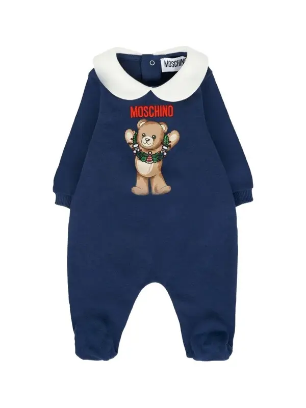 Moschino Bear Appliqué Cotton Bodysuit - Blue