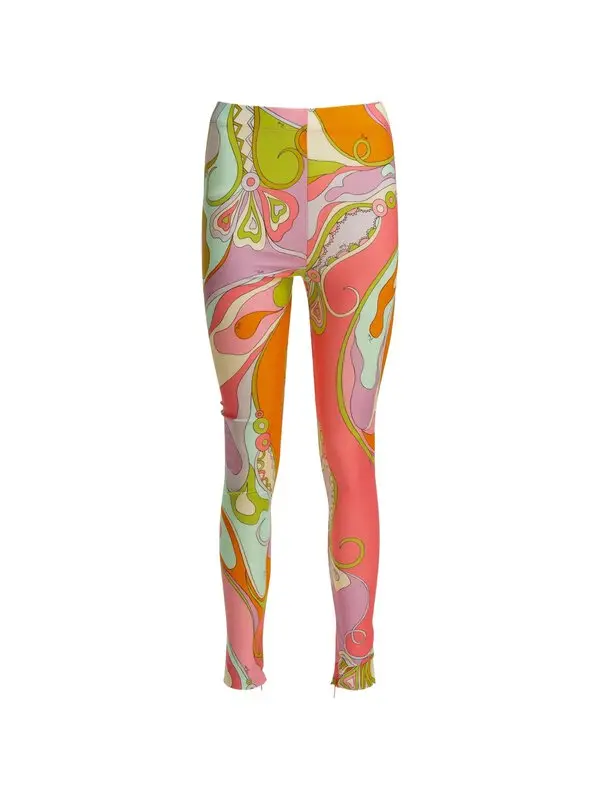 Emilio Pucci High-waisted Slim Fit Leggings With Orchid Print - Multicolor