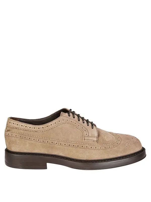 DOUCAL'S Suede Lace-up Derby Brogues - Marrone