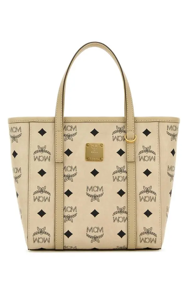 Mcm Mini Toni Top-zip Shopper In Visetos - Beige