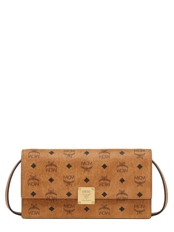 Mcm Large Aren Continental Wallet In Visetos - Buff