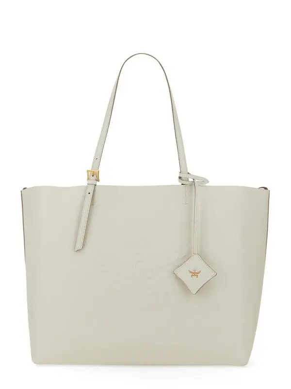 Mcm Large Shopper In Embossed Logo Leather