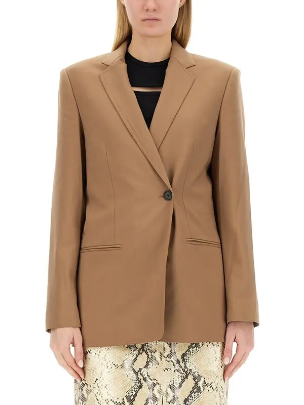Helmut Lang Single-breasted Wool-blend Twill Blazer - Beige