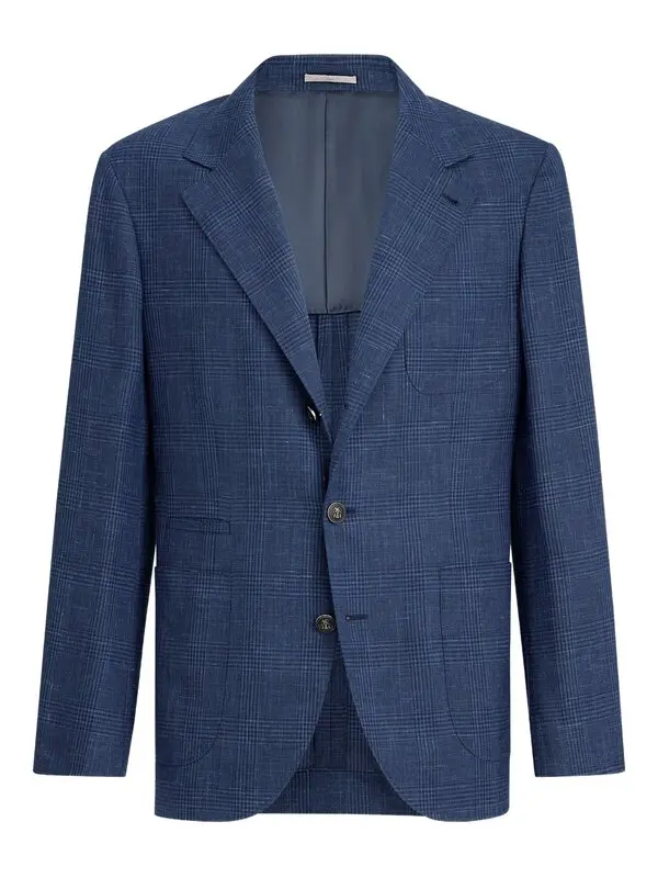 Brunello Cucinelli Checked Linen Blazer