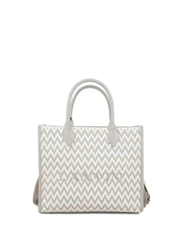LANVIN Jacquard Cotton And Synthetic Tote Handbag With Adjustable Shoulder Strap - Beige