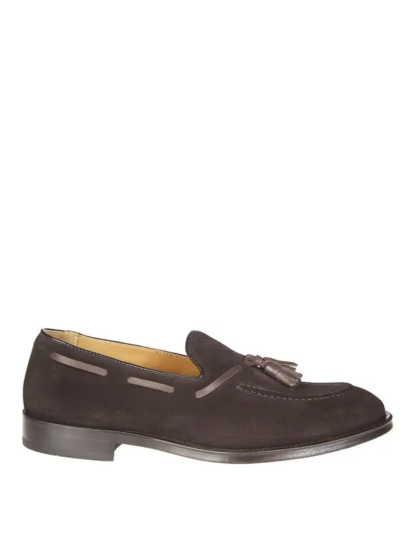 DOUCAL'S Suede Loafer With Tassels - Marrone