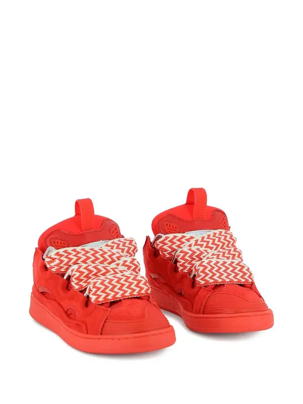 LANVIN Youth Lace-up Sneakers With Pull-tab - Red
