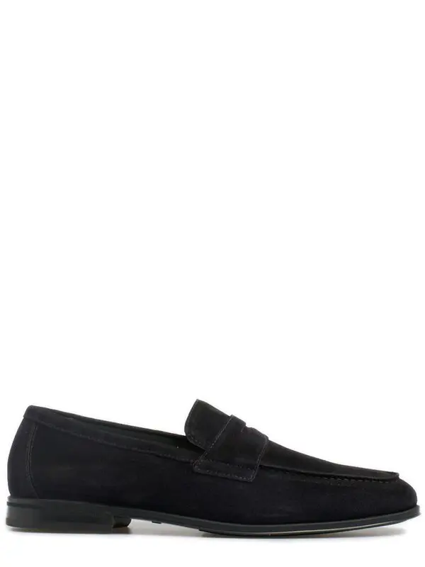 DOUCAL'S Suede Penny Loafer With Rubber Sole - Blue