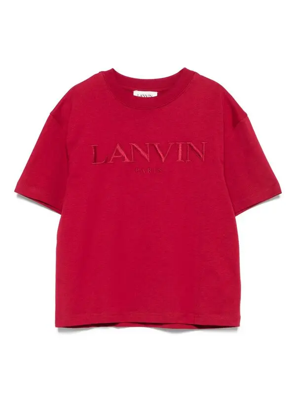 LANVIN Embroidered Logo Short Sleeve T-shirt - Red