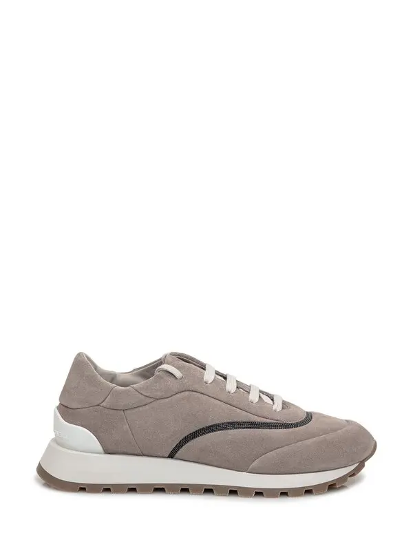 Brunello Cucinelli Classic Logo Leather Sneakers - Ice