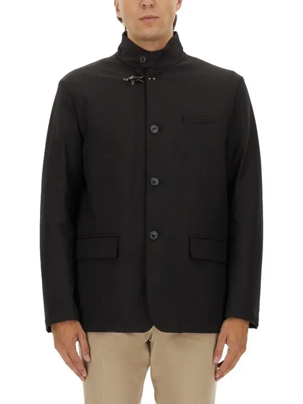 FAY Stand Collar Jacket With Hook Detail