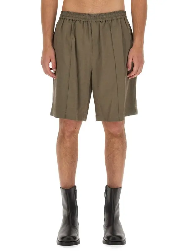 Helmut Lang Cotton-linen Pull-on Shorts - Green