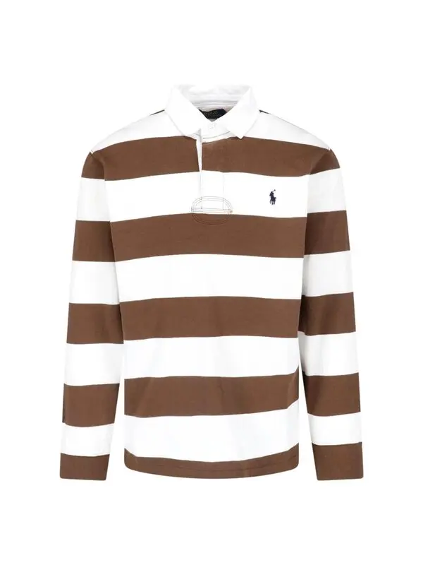 Polo Ralph Lauren Striped Long Sleeve Rugby Polo Shirt - Brown