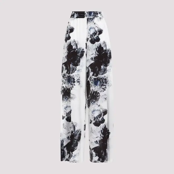 Alexander McQueen Silk Chiaroscuro Print Pajama Trousers - Blue