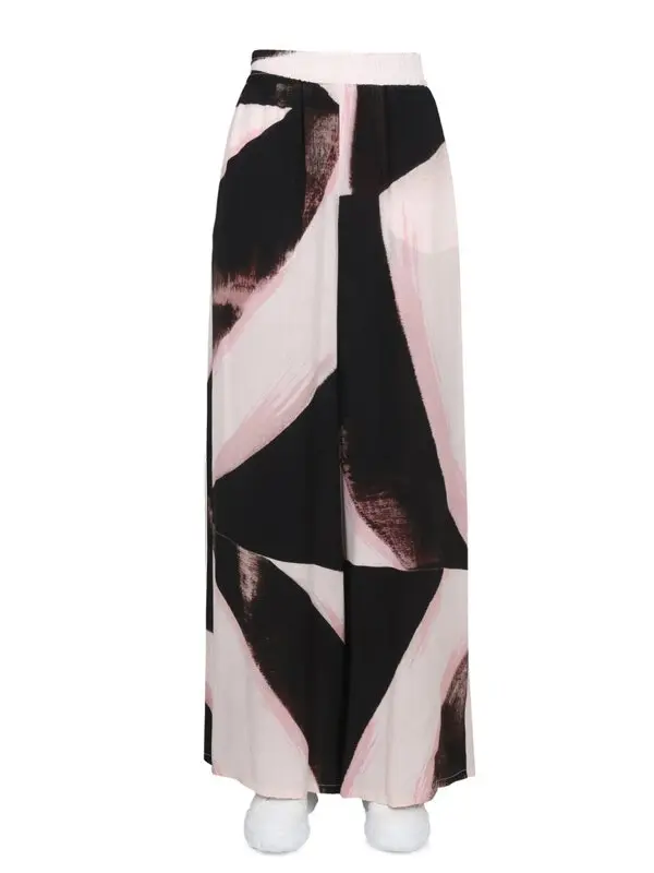 Alexander McQueen High Waist Graphic Print Silk Trousers