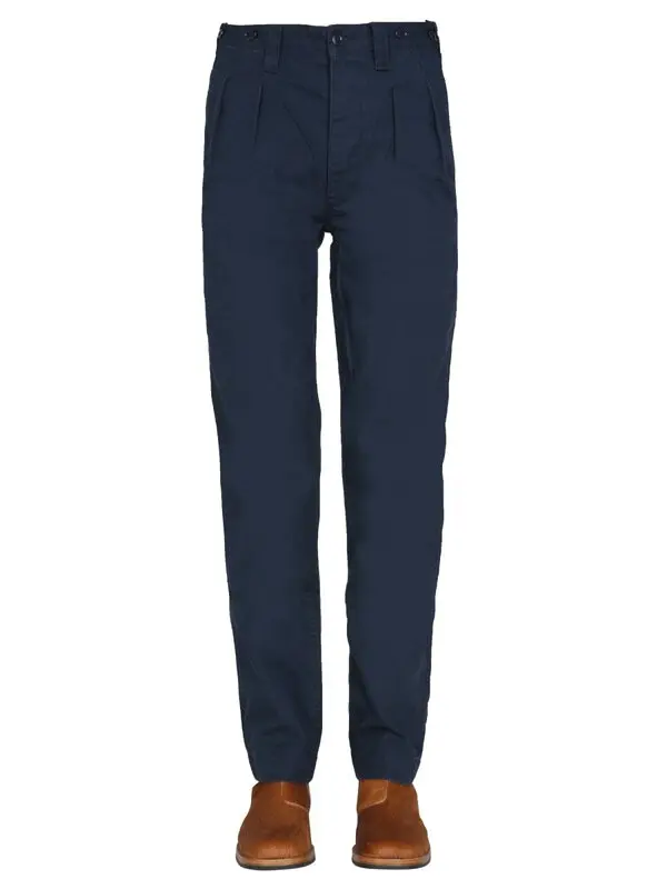 NIGEL CABOURN Pleated Regular Fit Trousers - Blue