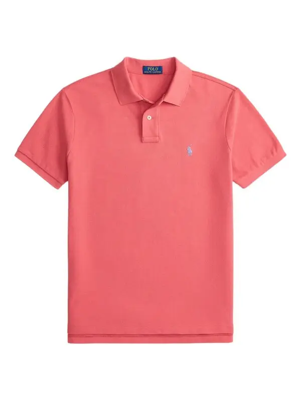 Polo Ralph Lauren Rib-knit Polo With Two-button Placket And Tennis Tail Size - Red