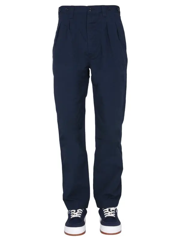 NIGEL CABOURN Oversize Fit Cotton Trousers - Blue